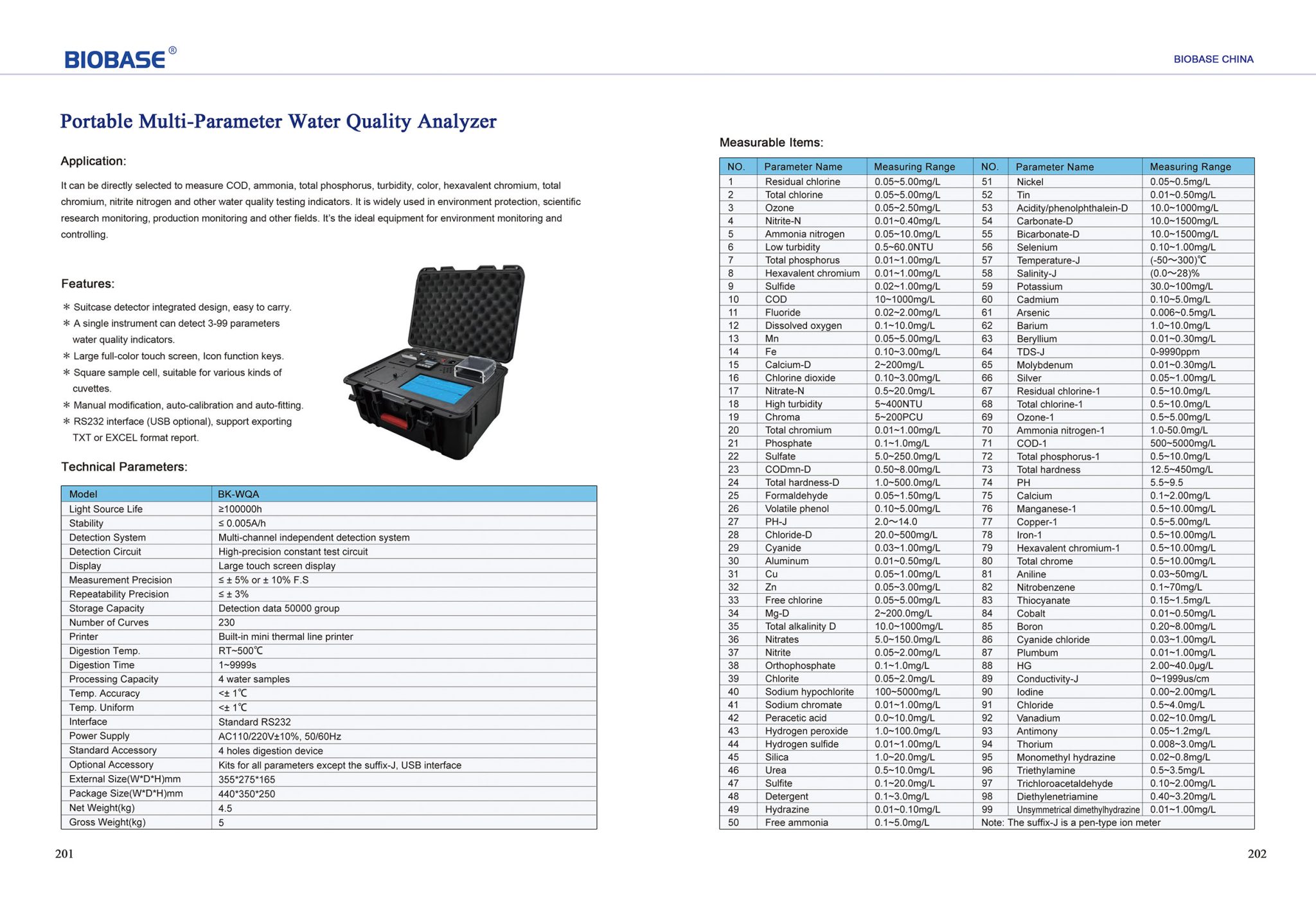 Portable Multi-Parameter Water Quality Analyzer Biobase | PT. KARUNIA ...